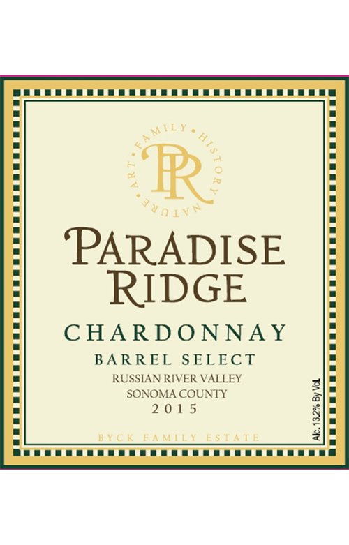 2015 Paradise Ridge Barrel Select Chardonnay Russian River Valley
